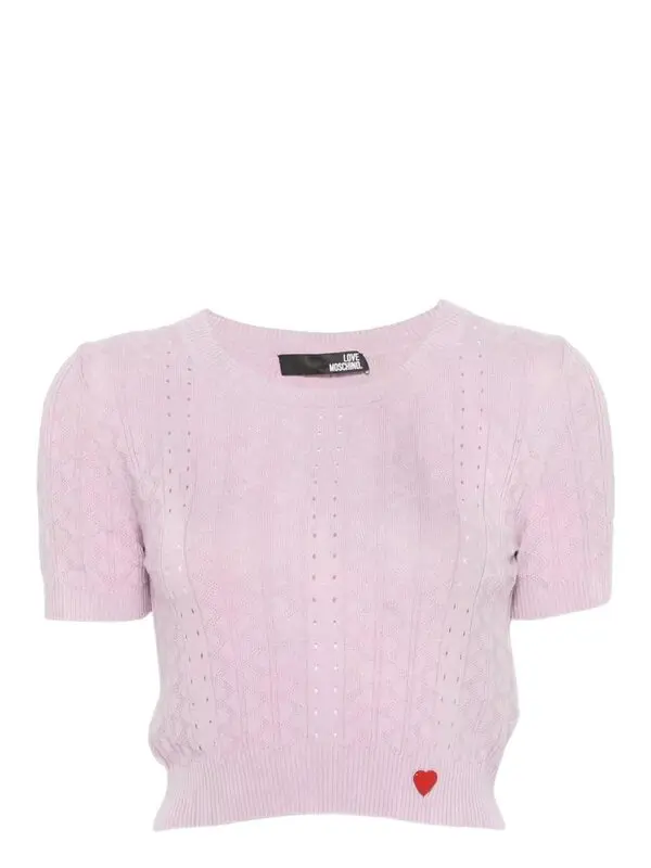 Moschino Heart-embroidered T-shirt - Purple