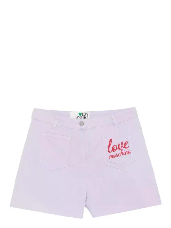 Moschino Logo Embroidered Shorts - Purple