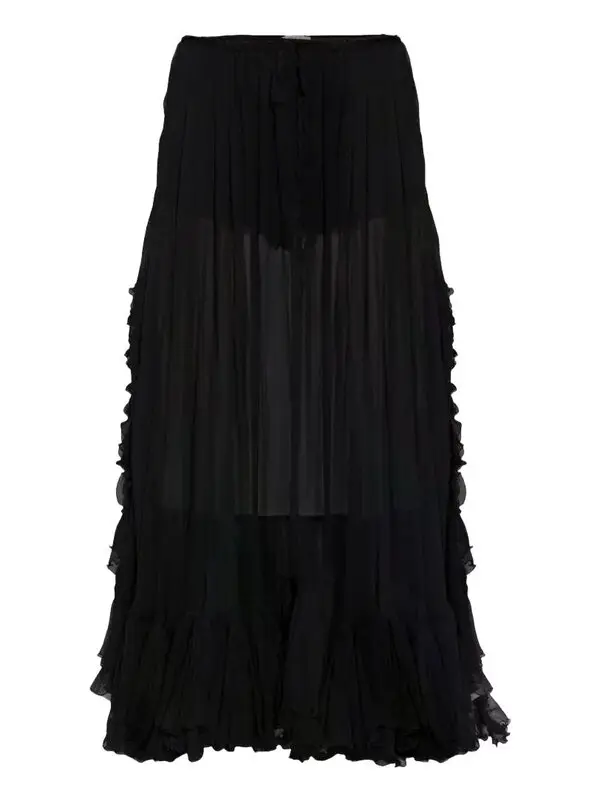 Chloé Ruffled Tiered Silk Maxi Skirt - Black