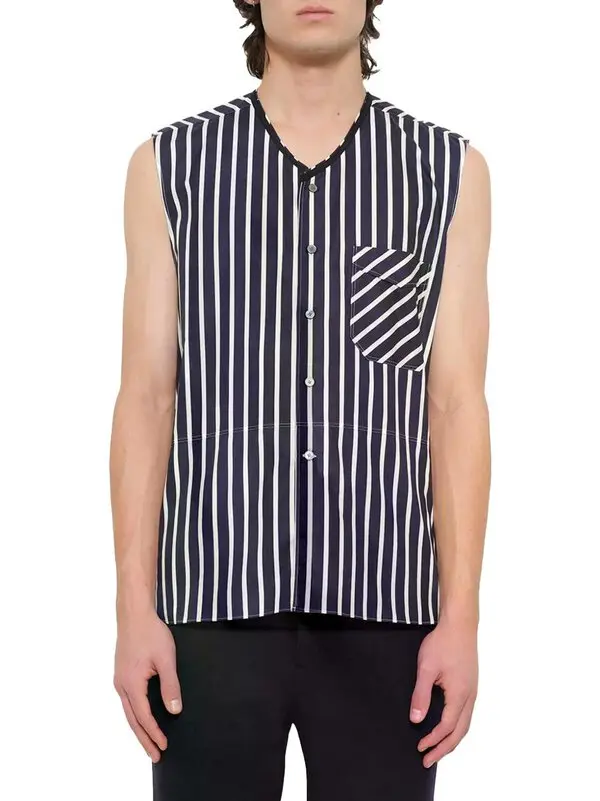LANVIN Striped V-neck Shirt - Blue