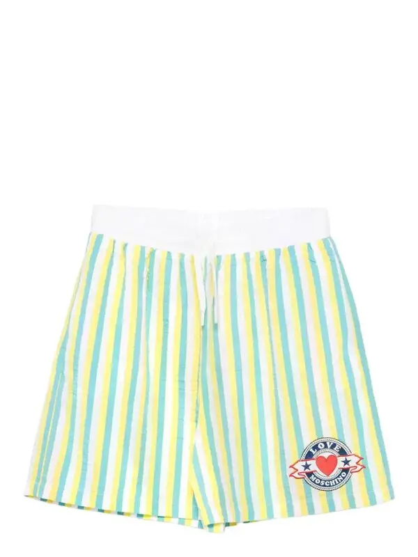 Moschino Striped Logo-patch Shorts - White