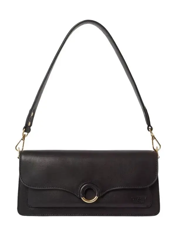 OSPREY Marlow Ring Detail Leather Shoulder Bag - Black