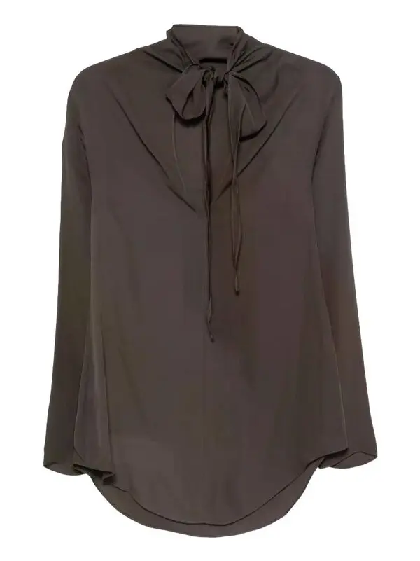 RUOHAN Pussy-bow Long-sleeve Blouse - Brown