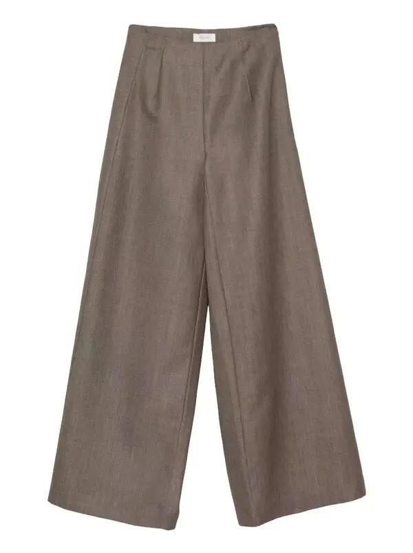 RUOHAN Pleat Wool Palazzo Pants - Brown