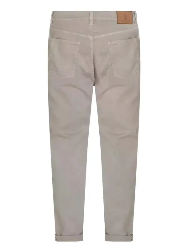 Brunello Cucinelli Taupe Grey Jeans With Embroidered Detail - Neutrals