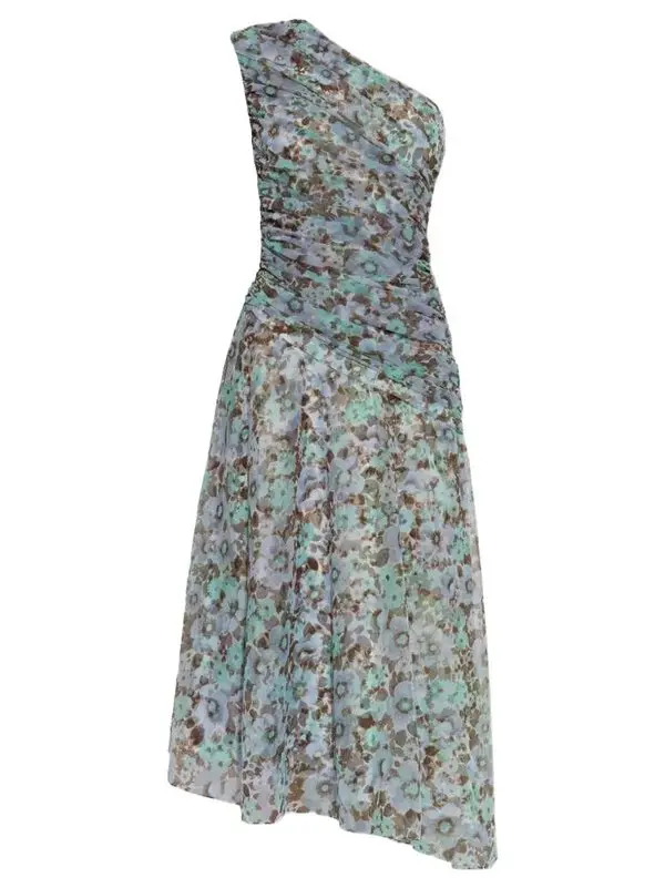 Tory Burch Floral-print Asymmetric Dress - Blue