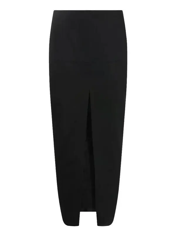 Rick Owens Front Slit Wool Midi Skirt - Black