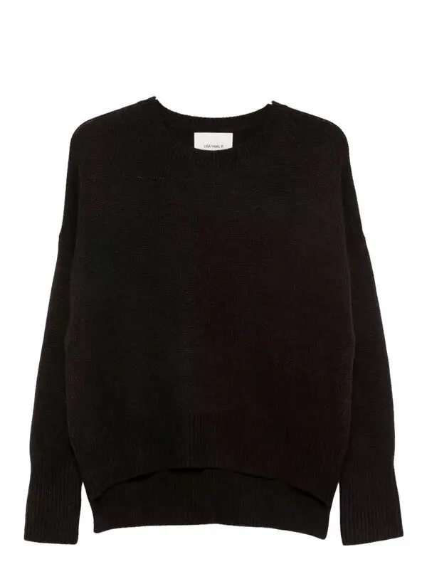 LISA YANG Crew Neck Ribbed Knit Sweater - Brown