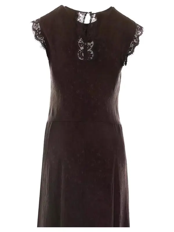 Pinko Lace-trimmed Floral Jacquard Maxi Dress - Brown