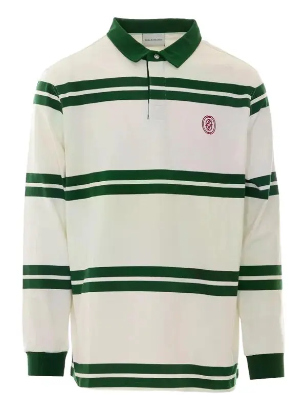 Drole De Monsieur Striped Embroidered-logo Polo Shirt - Neutrals