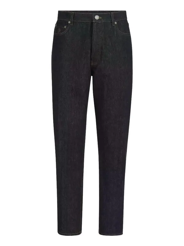 Brunello Cucinelli Indigo Cotton Contrast Stitch Jeans - Blue