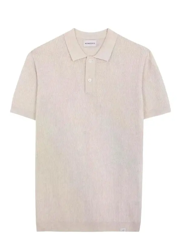 NOWADAYS Ribbed-knit Polo Shirt - Neutrals