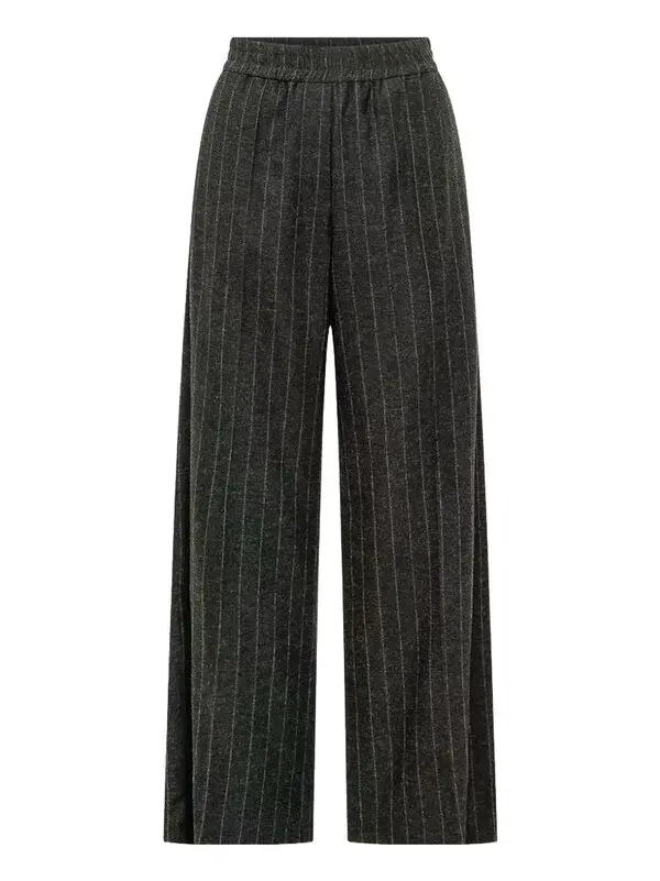 Brunello Cucinelli Charcoal Pinstripe Wide-leg Trousers - Grey