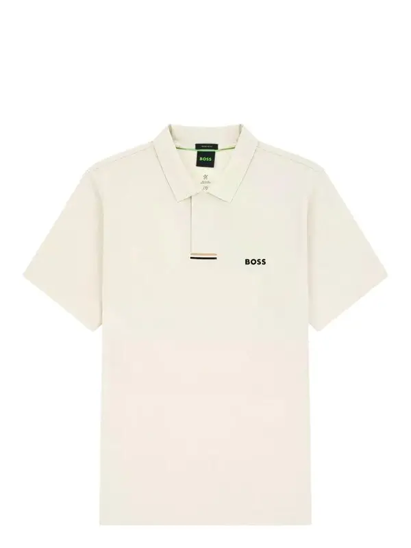 Hugo Boss Logo-print Short-sleeve Polo Shirt - Neutrals