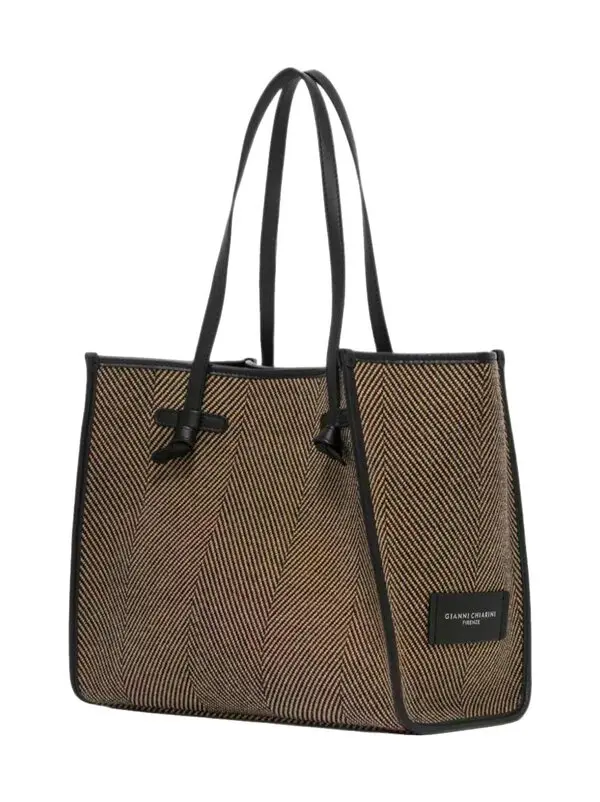 GIANNI CHIARINI Large Tote Bag With Leather Trim - Neutrals