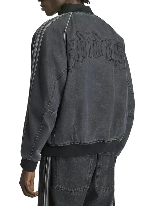 Adidas Logo-embroidered Denim Jacket - Black