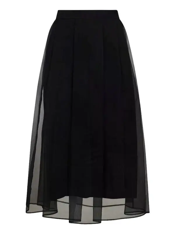 Brunello Cucinelli Pleated Layered Midi Skirt - Black