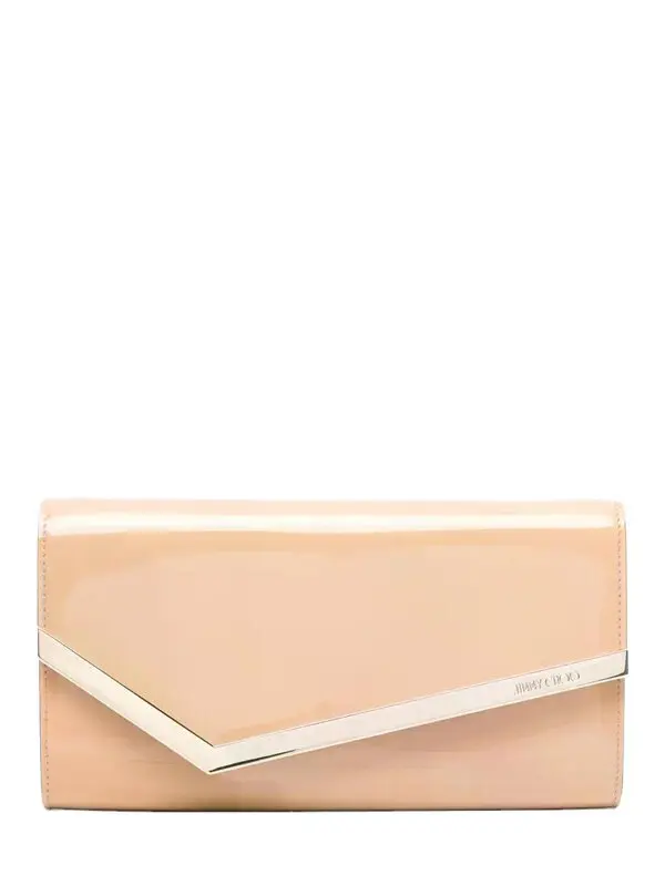 JIMMY CHOO Emmie Patent-leather Clutch Bag - Neutrals