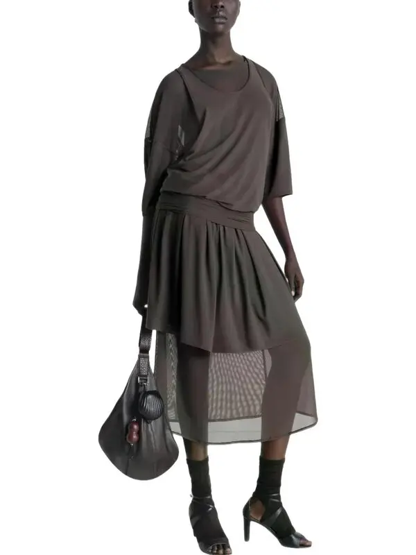 LEMAIRE Mesh Layered Midi Dress - Brown