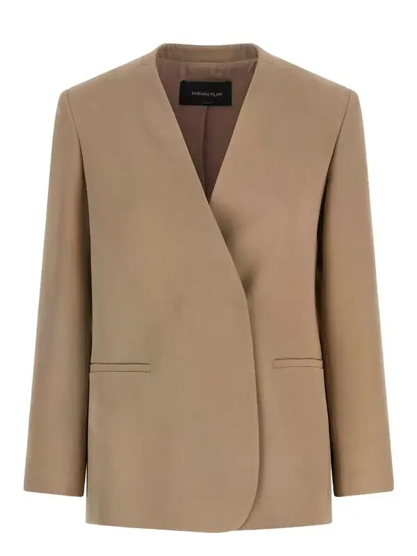 Fabiana Filippi Lapel-free V-neck Blazer - Neutrals