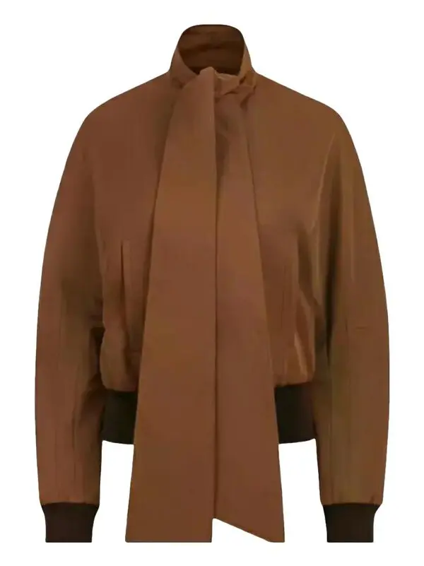 Nina Ricci Ottoman Fitted Jacket With Pussy-bow Detail - Brown
