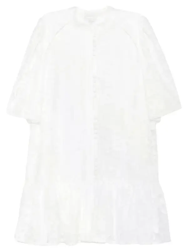 PAPER LACE Floral Pattern Mini Shirt Dress - White