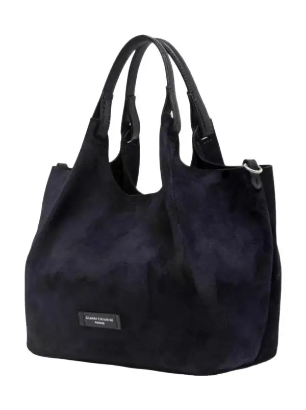 GIANNI CHIARINI Suede Logo-plaque Tote Bag - Blue
