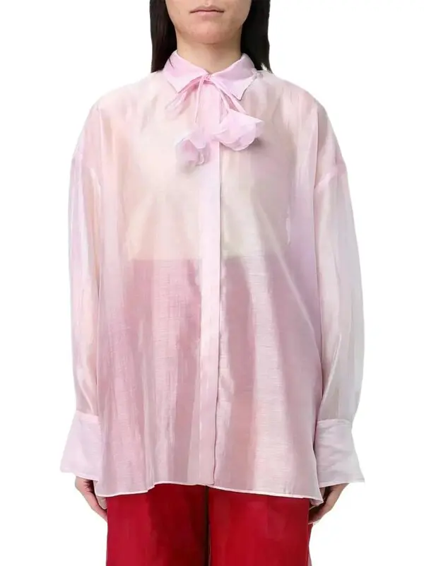 HANITA Pussy-bow Chiffon Shirt - Pink