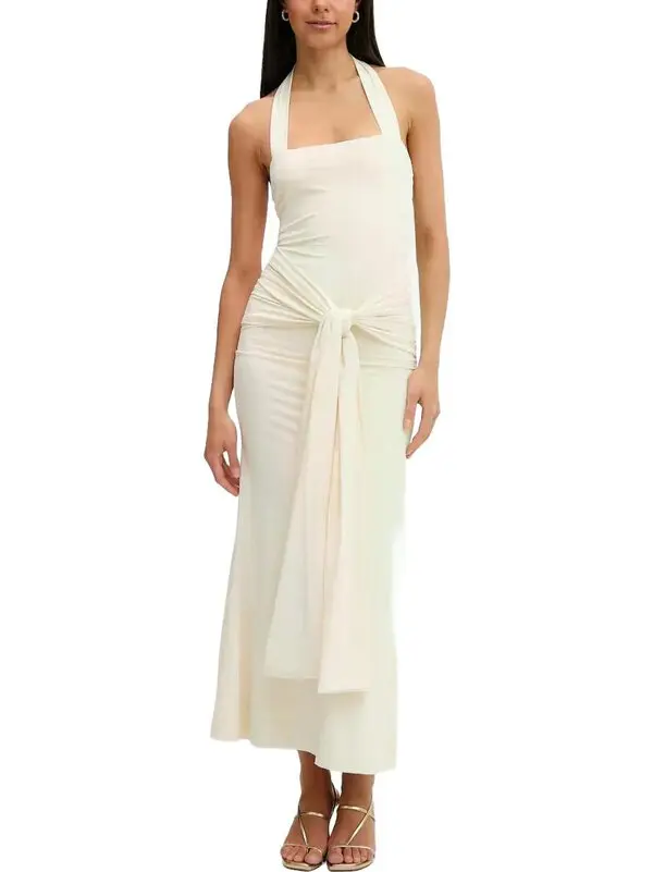 Bardot Emilia Knot-detail Halterneck Maxi Dress - Neutrals