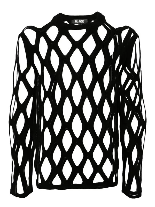 Comme Des Garçons Open-knit Long-sleeve Sweater - Black