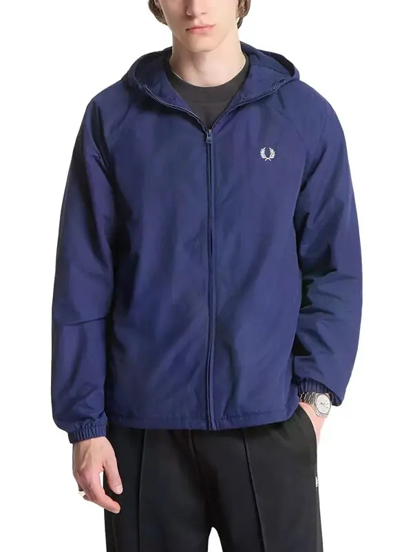 Fred Perry Hooded Logo-embroidered Jacket - Blue