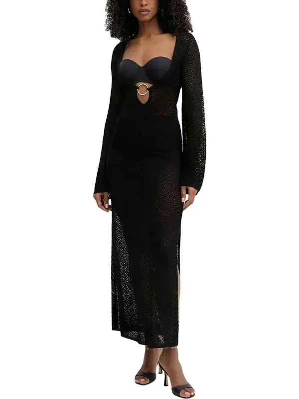 Bardot Bryn Crochet-knit Ring-detail Maxi Dress - Black