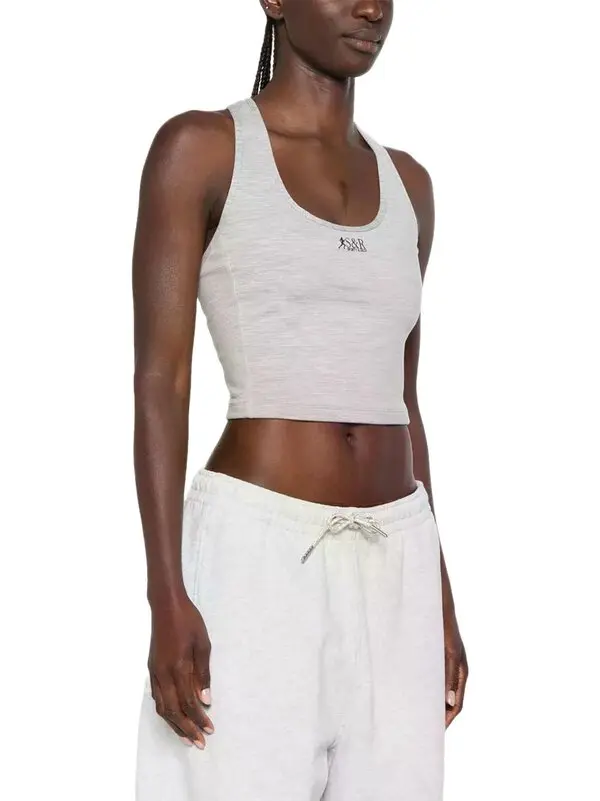 SPORTY & RICH Logo-print Racerback Sports Bra - Grey