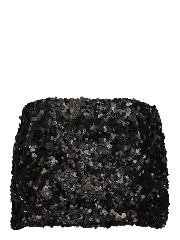 GLOWNY Sequin Embellished Mini Skirt - Black