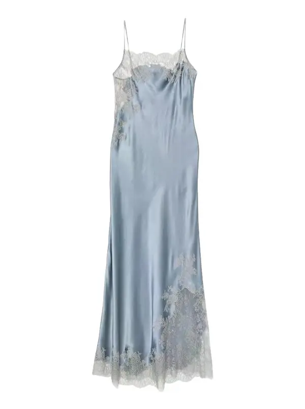 Carine Gilson Lace-panel Slip Dress - Blue