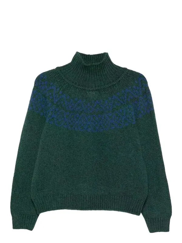 Incentive! Cashmere Eleonora Fair Isle Mock-neck Sweater - Green