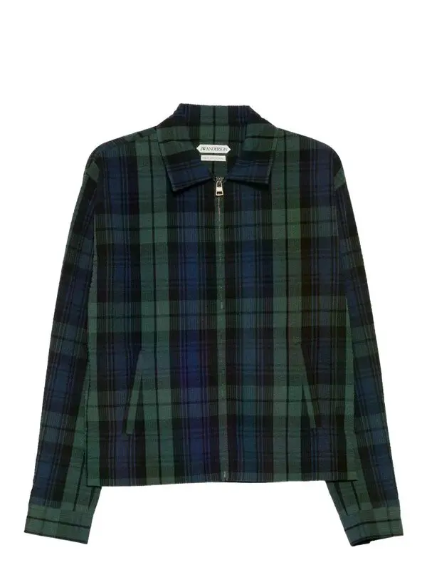 JW Anderson Plaid Zip Up Blouson - Blue