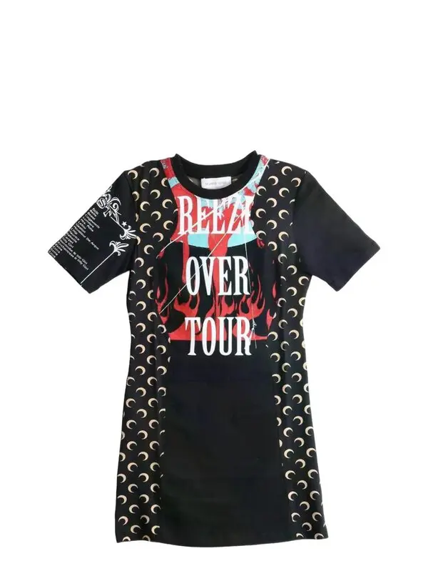 MARINE SERRE Graphic Print Mini Dress - Black