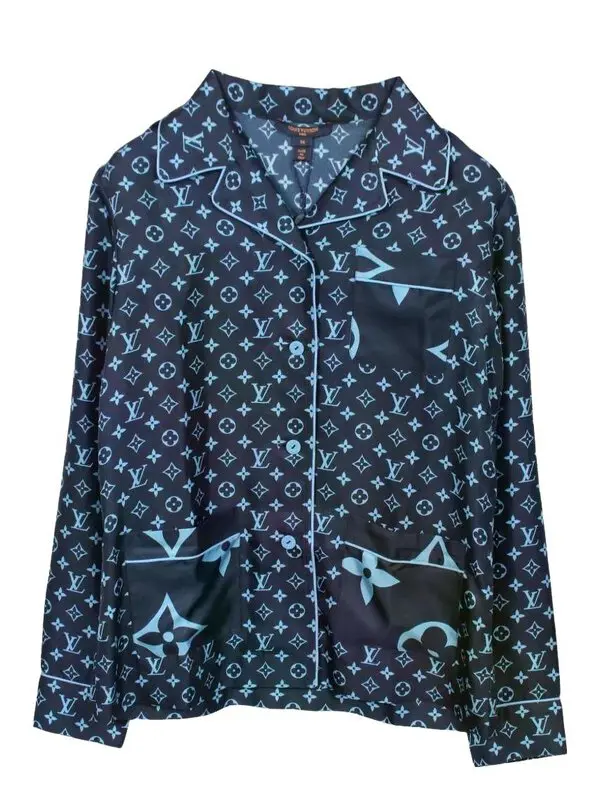 LOUIS VUITTON Monogram Print Silk Shirt - Blue