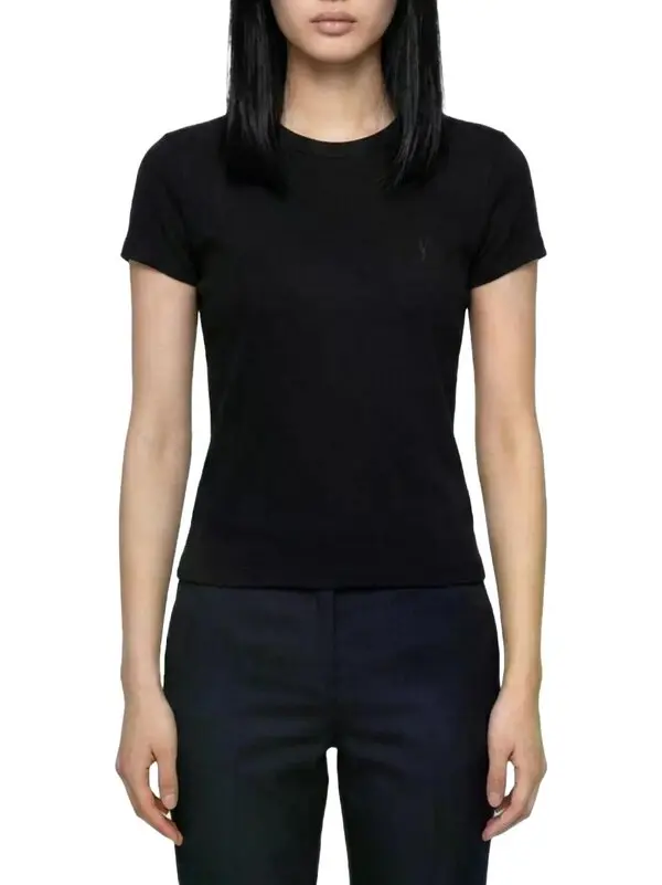 Saint Laurent Cassandre Embroidered T-shirt - Black