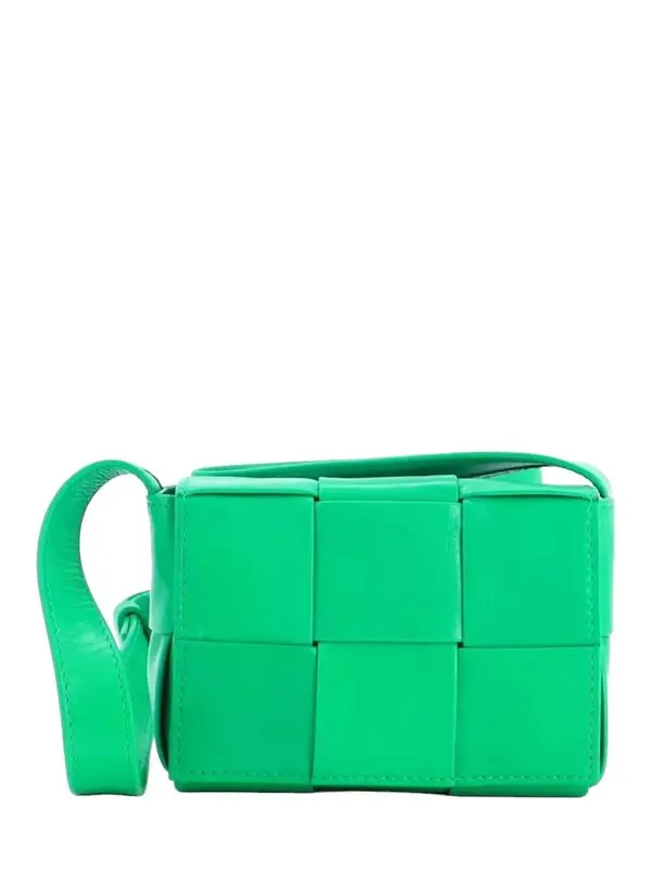 Bottega Veneta Cassette Maxi Intrecciato Leather Crossbody Bag - Green