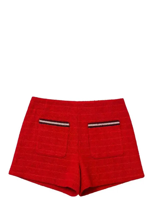 Alice + Olivia Troy Tweed Shorts - Red