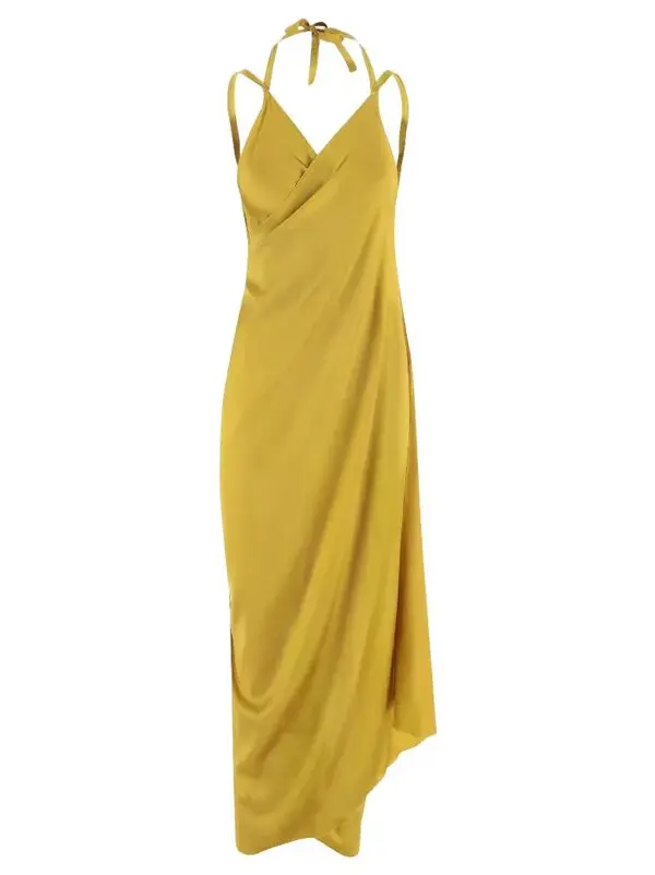 STEPHAN JANSON Satin Wrap Dress - Yellow