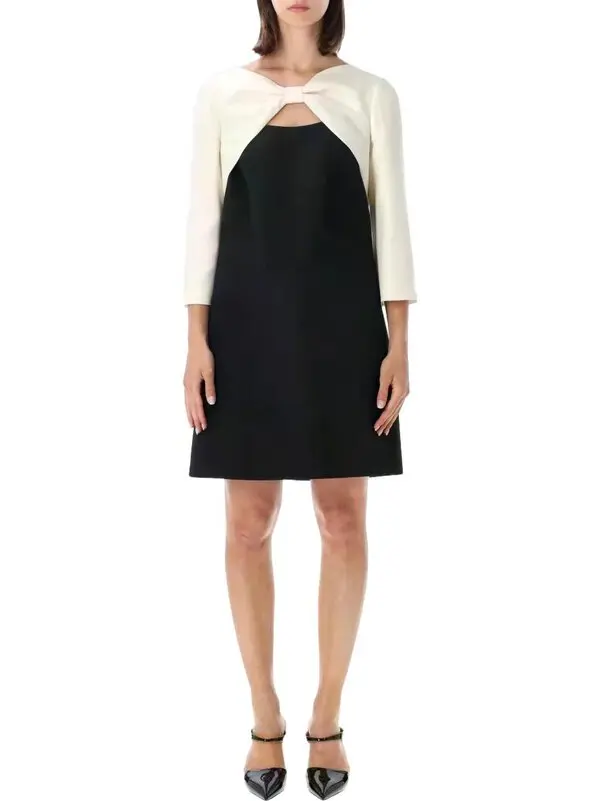 Valentino Garavani Crepe Couture Bow Detail Mini Dress - Black