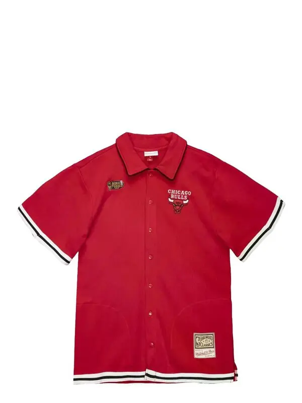 Mitchell & Ness Chicago Bulls French Terry Polo Shirt - Red