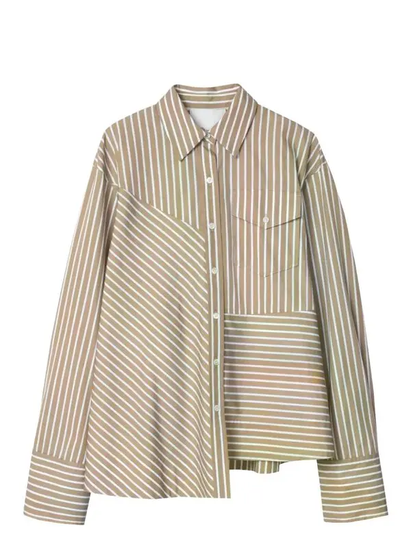 3.1 Phillip Lim Asymmetrical Striped Shirt - Neutrals