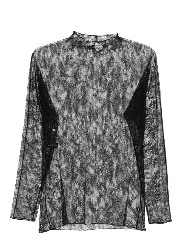 Carine Gilson Long Sleeve Lace Top - Black