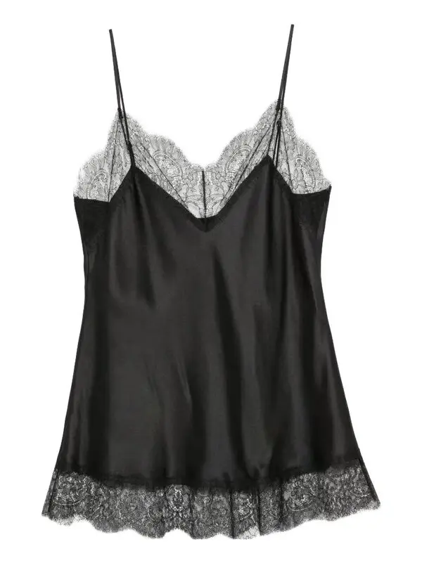 Carine Gilson Lace-trim Slip Top - Black
