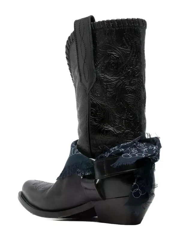 GOLDEN GOOSE Scarff-embellishment Leather Boots - Black