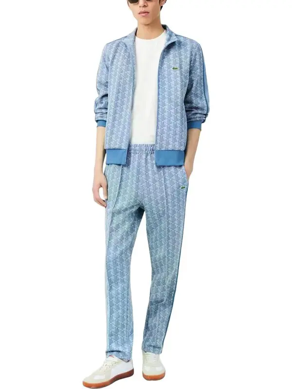 Lacoste Monogram-jacquard Track Pants - Blue